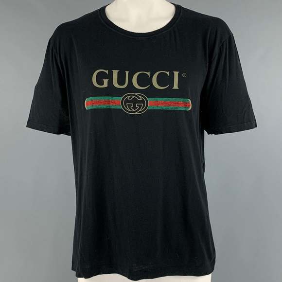 Gucci | Shirts | Gucci Black Logo Cotton Crewneck Tshirt | Poshmark